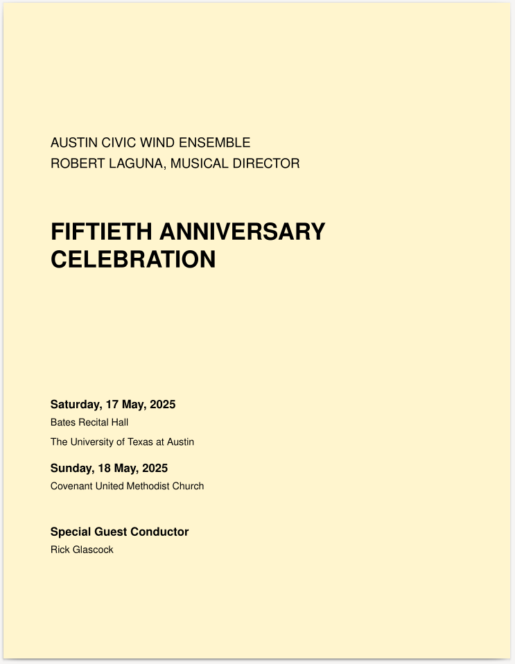 Fiftieth Anniversary Celebration | Austin Civic Wind Ensemble